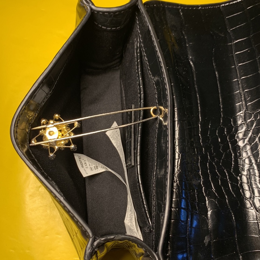 Zara Embossed Crocodile Vegan Leather Crossbody Bag - Gem